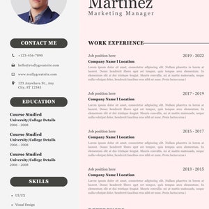 MARKETING RESUME TEMPLATE - Minimalist Resume Template, Professional ...