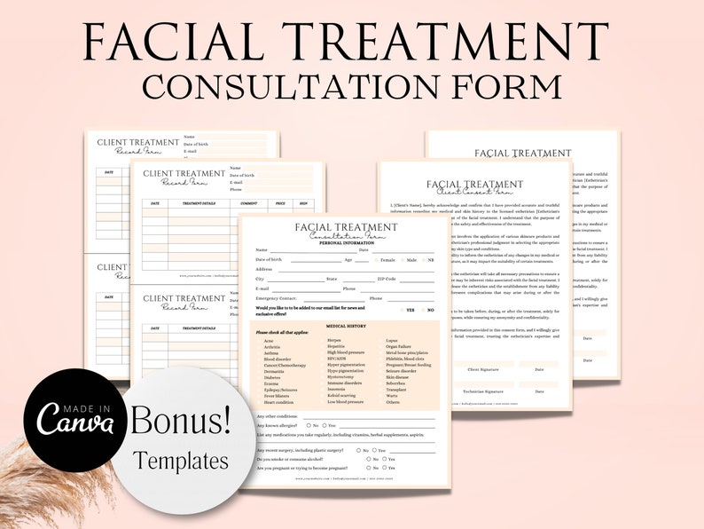 Editable Facial Consent Form Template: Med Spa Esthetician Client ...