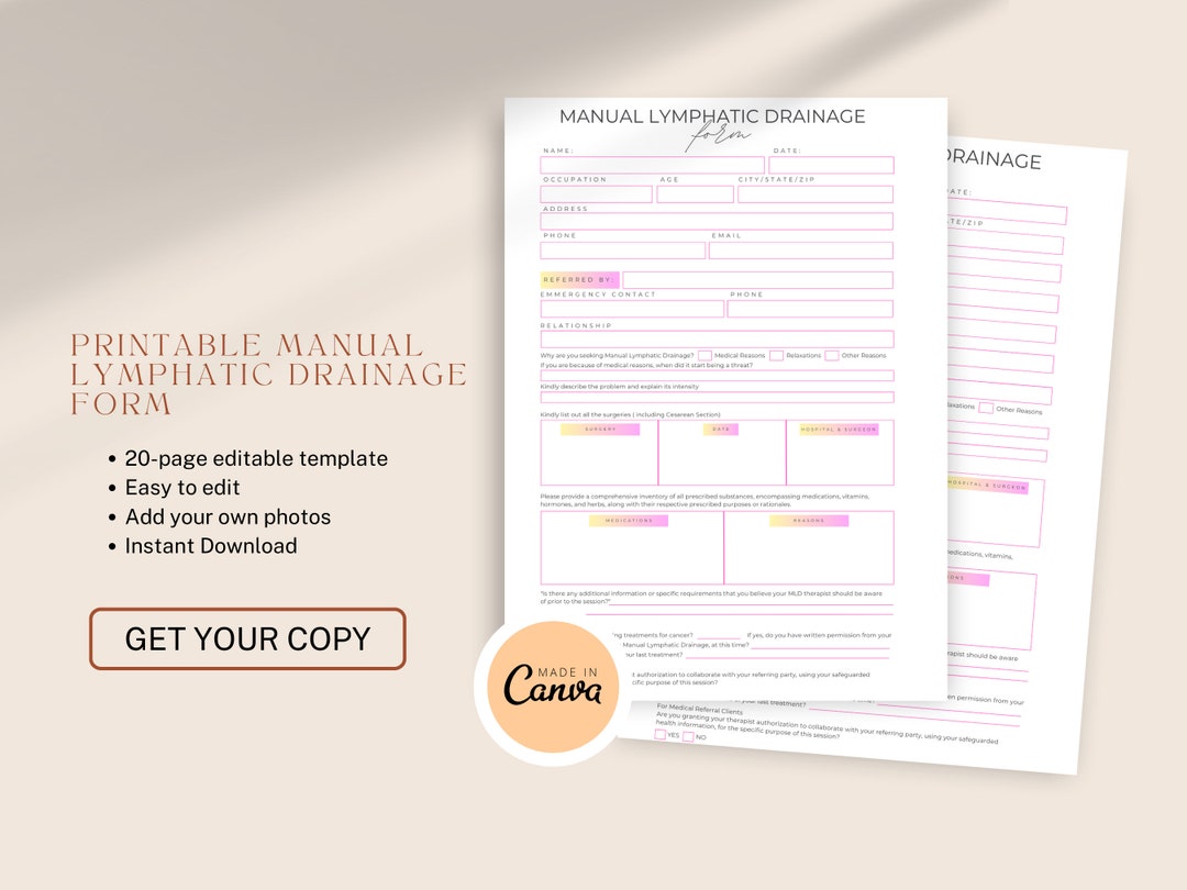 Lymphatic Drainage Intake Form Template: Salon & Massage (canva ...