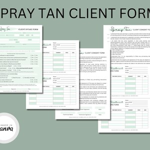 Editable Spray Tan Client Intake Form: Printable Spa Consultation ...