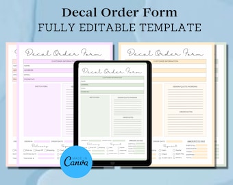 Order Form Template, Customizable Order Form, Printable Order Form ...
