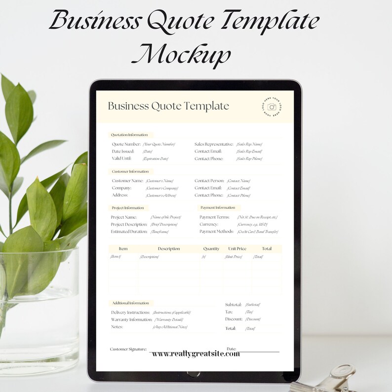 Editable Business Quote Template: Invoice & Proposal Form - Etsy
