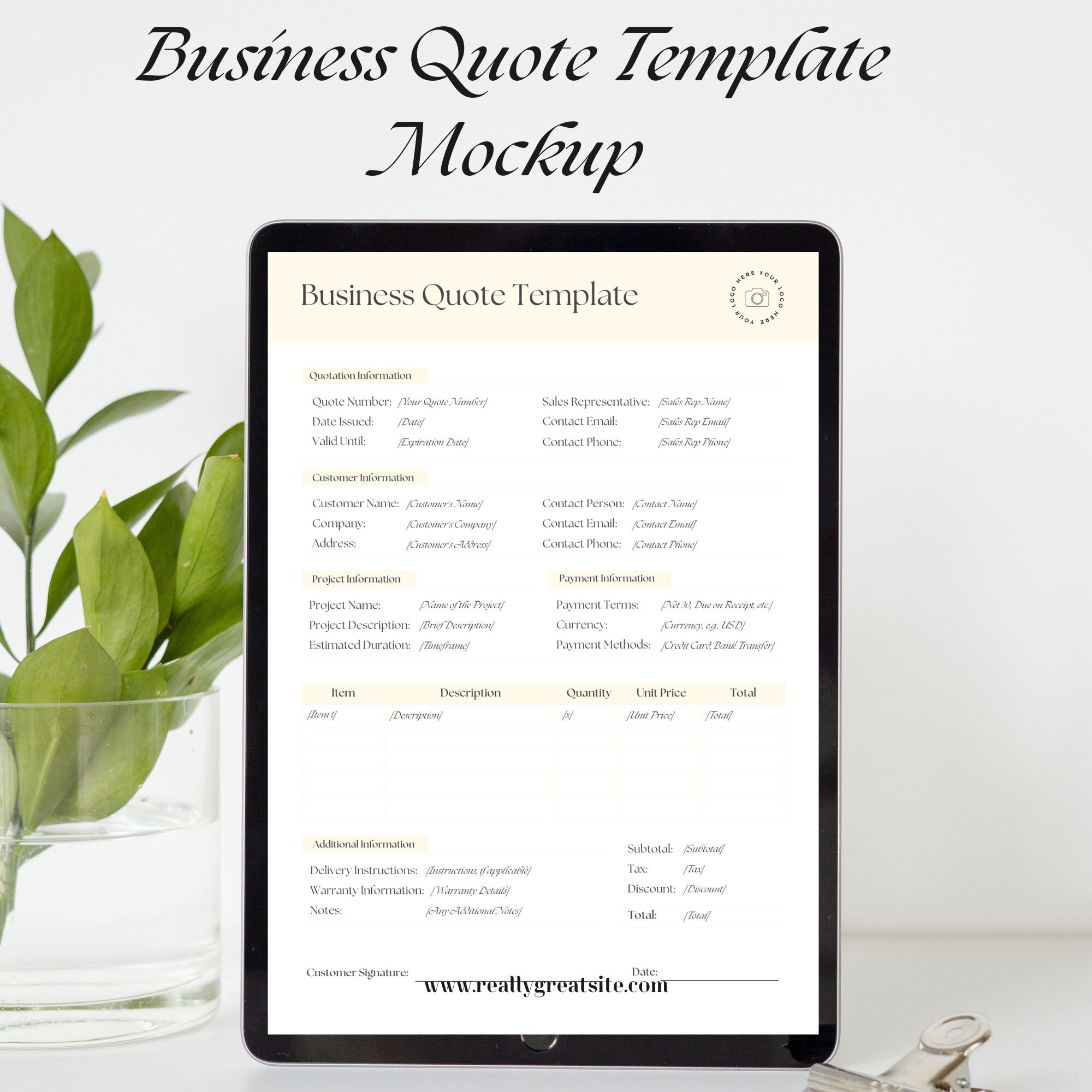 Editable Business Quote Template: Invoice & Proposal Form - Etsy