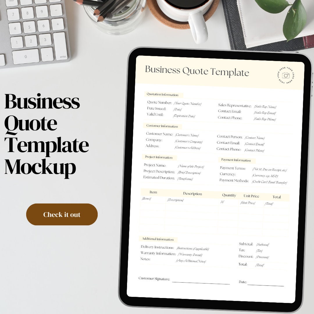 Editable Business Quote Template: Invoice & Proposal Form - Etsy