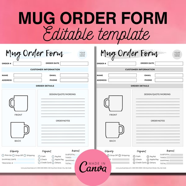 Cup Order Form - Etsy
