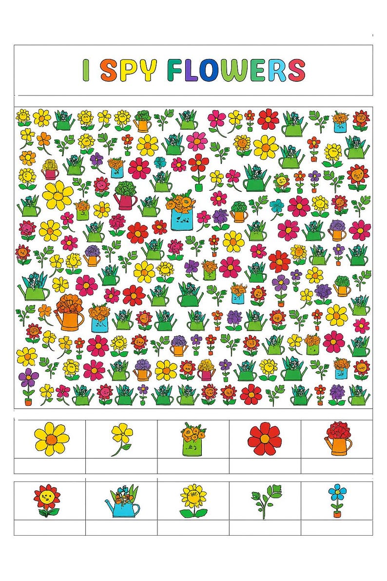I Spy Flowers Printable Spring Seek and Find Preschool Visual ...