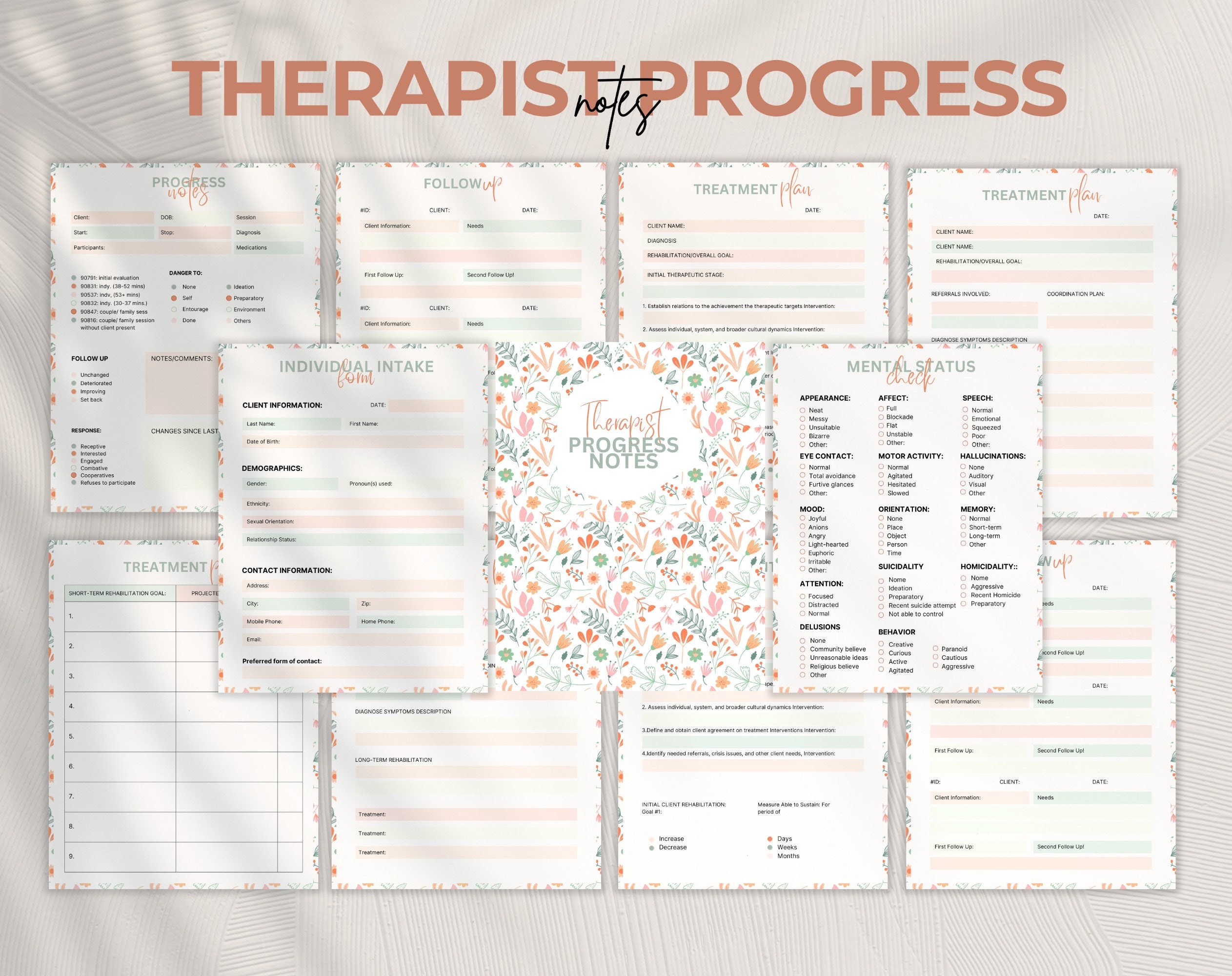 Therapy Progress Notes Cheat Sheet: Editable Template for Therapists ...