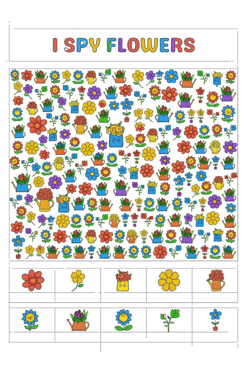 I Spy Flowers Printable Spring Seek and Find Preschool Visual ...