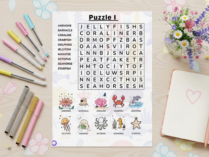 Ocean Animals Word Search Puzzle for Kids Printable Sea Life Activity ...