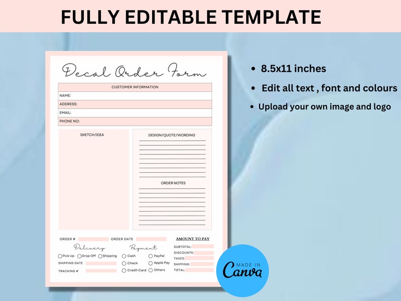 CUSTOM ORDER FORM - Order Form Template, Small Business Order Form ...