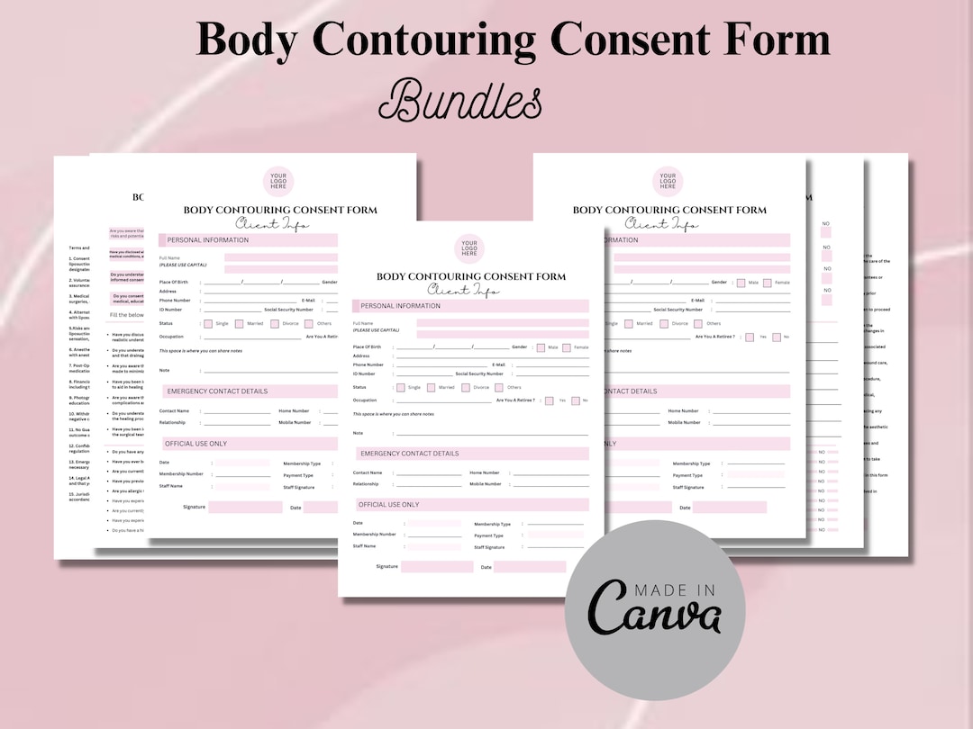 Body Contouring Intake Forms Bundle: Editable Esthetician Consultation ...