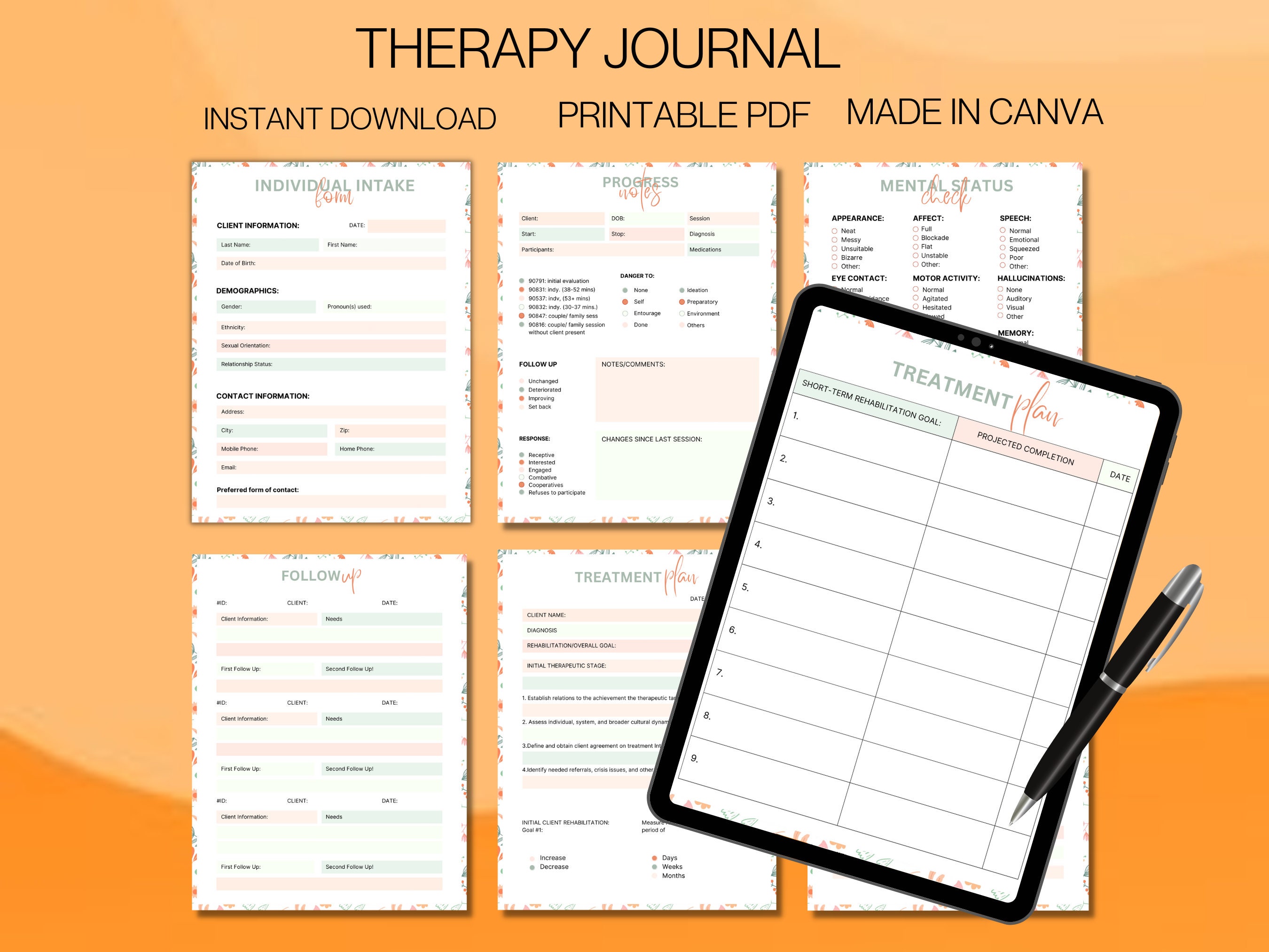 Therapy Progress Notes Cheat Sheet: Editable Template for Therapists ...