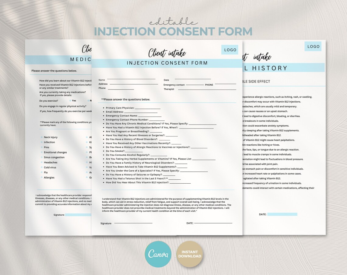 Consent Form Injectables Injectable Treatment Form B12 Injection ...