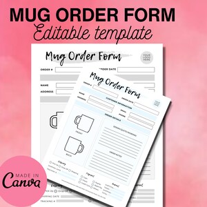 Mug Order Form Editable Mug Order Form Coffee Cup Printable Order Form ...