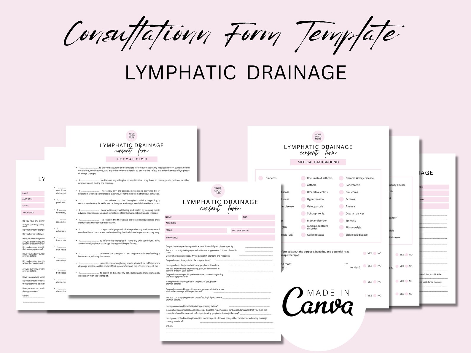 Lymphatic Drainage Consent Form Template: Salon & Spa Intake (canva) - Etsy