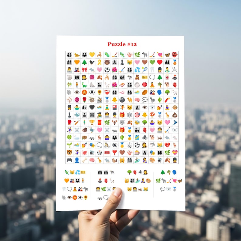 Emoji Word Search Printable Rebus Puzzle Visual Brain Teaser Logic Game ...