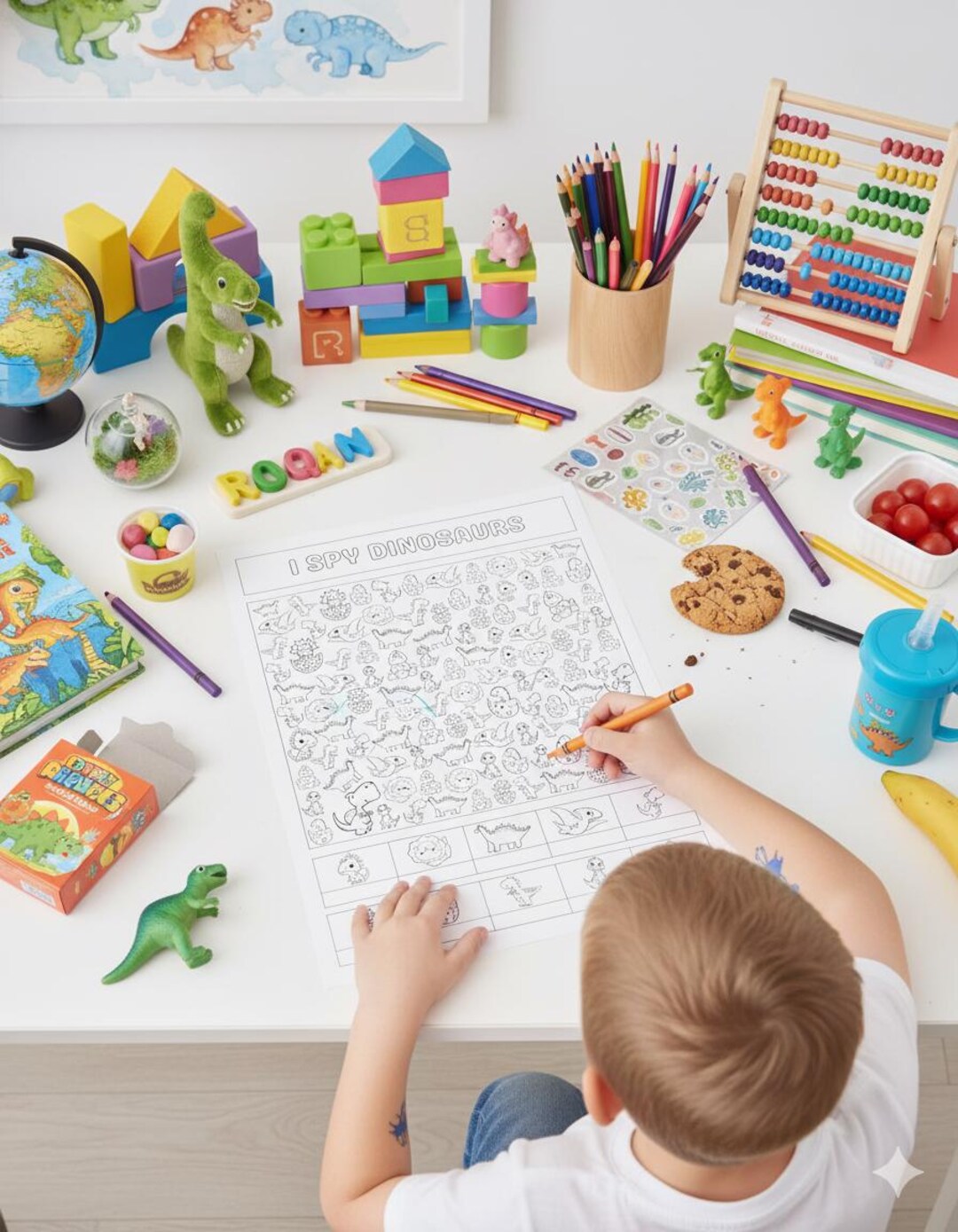 Dinosaur I Spy Printable Seek and Find Activity Preschool Visual ...