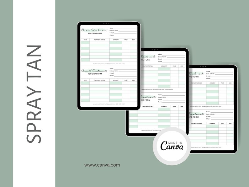 Editable Spray Tan Client Intake Form: Printable Spa Consultation ...