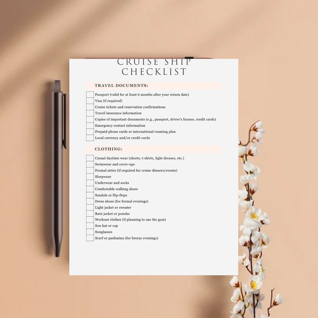 CRUISE SHIP CHECKLIST - Vacation Packing List, Cruise Planner, Cruise ...