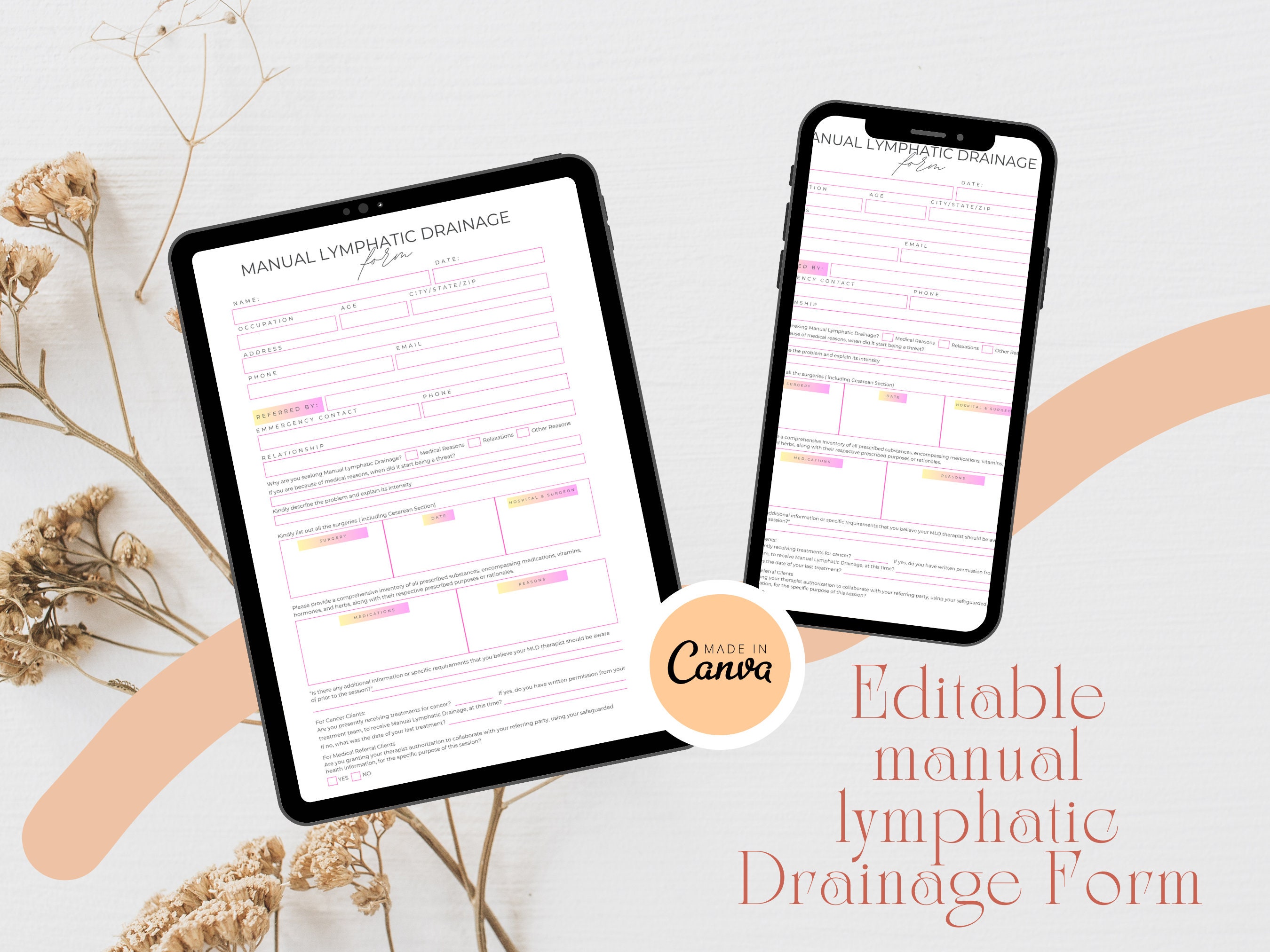 LYMPHATIC DRAINAGE FORM - Massage Intake Forms Template, Manual ...