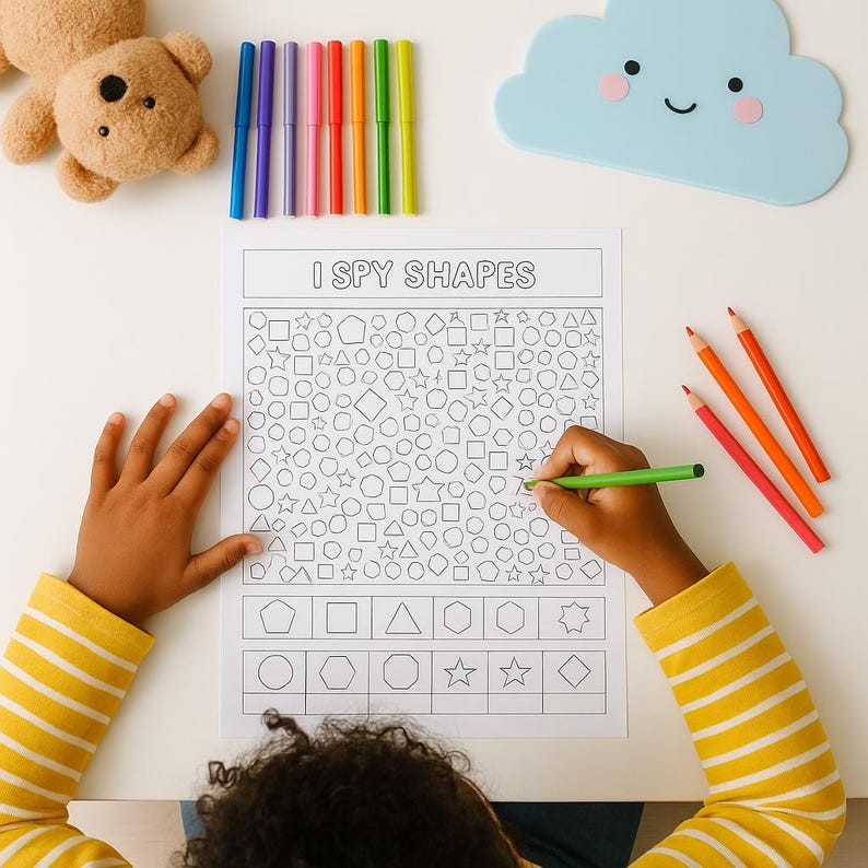 I Spy Shapes Printable Preschool Shape Recognition Kindergarten ...
