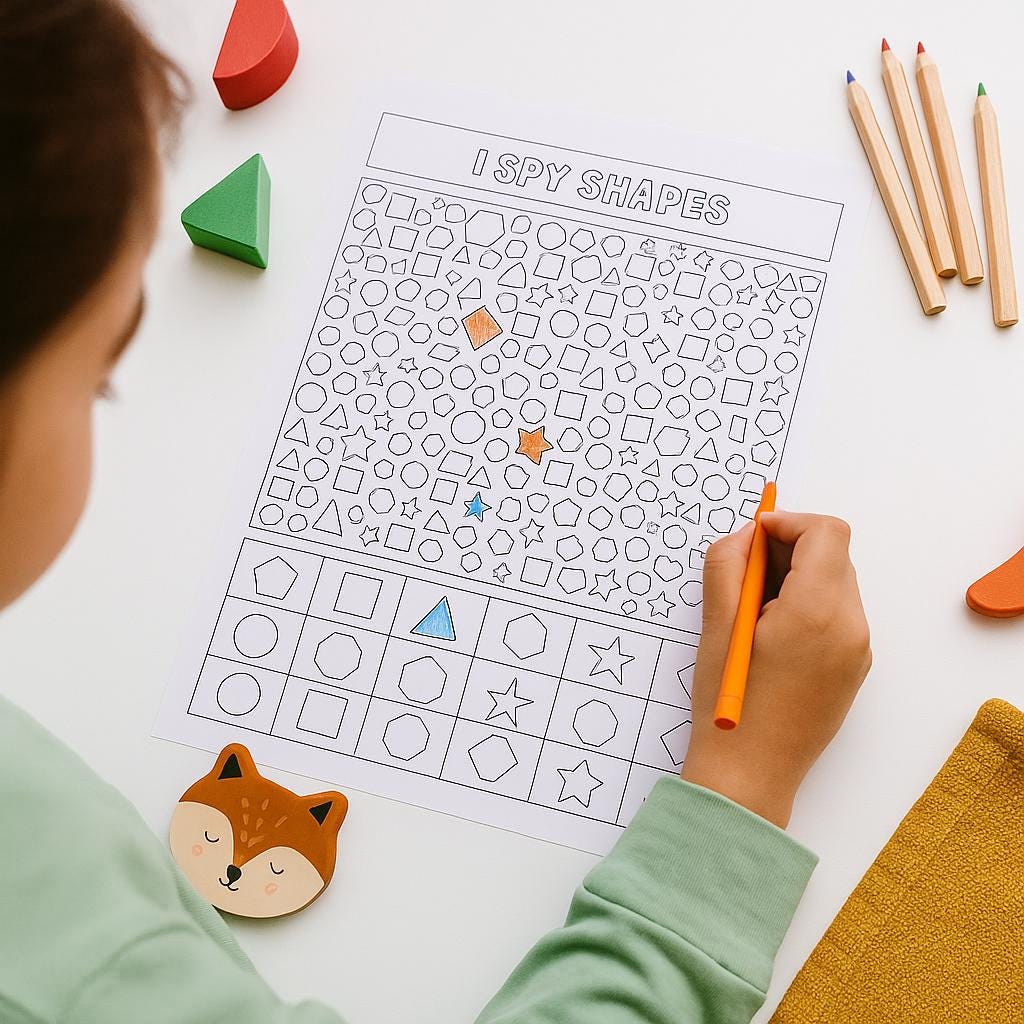 I Spy Shapes Printable Preschool Shape Recognition Kindergarten ...