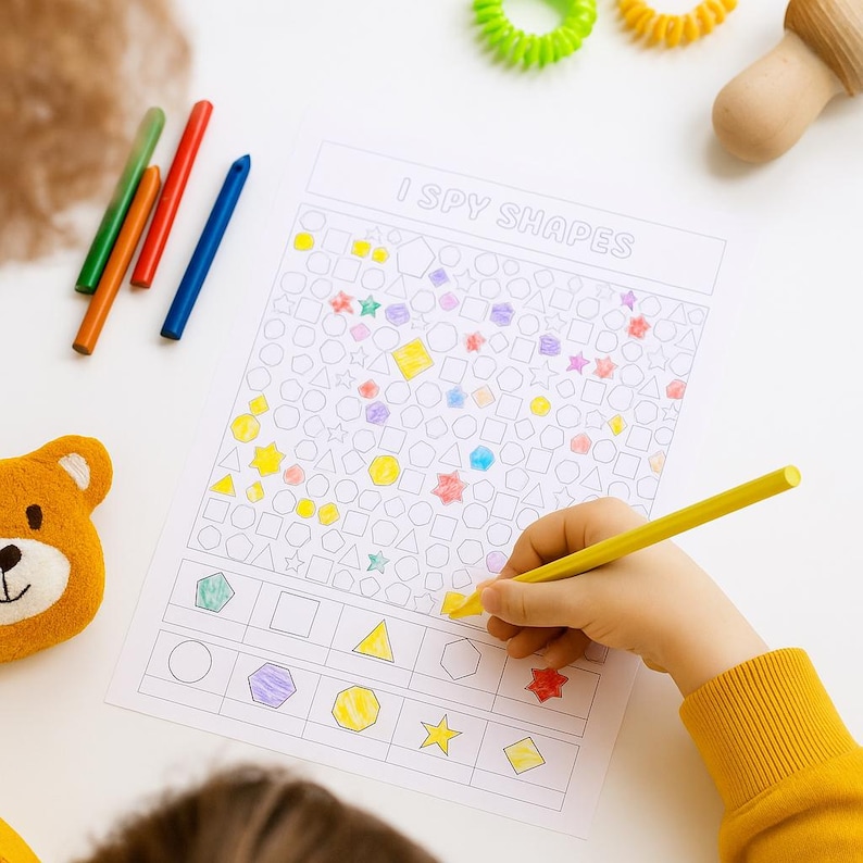 I Spy Shapes Printable Preschool Shape Recognition Kindergarten ...