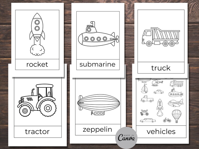 FLASHCARDS FOR KIDS - Vehicles Cards, Montessori Cards, Montessori ...