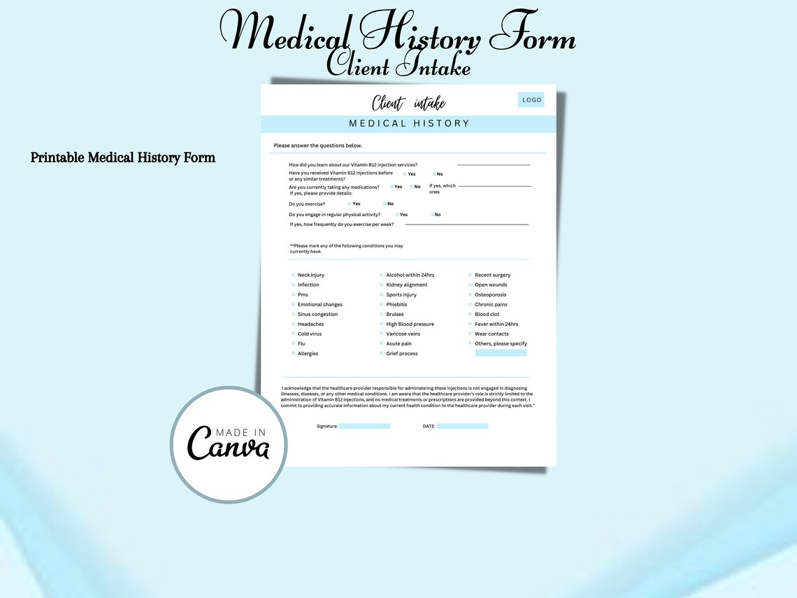 Consent Form Injectables Injectable Treatment Form B12 Injection ...