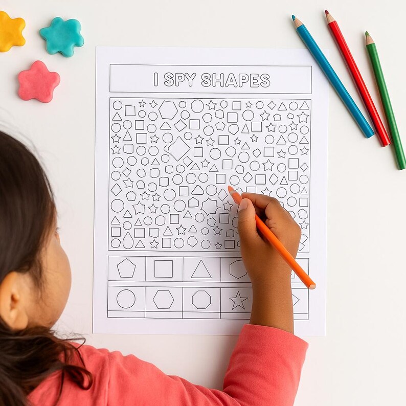 I Spy Shapes Printable Preschool Shape Recognition Kindergarten ...