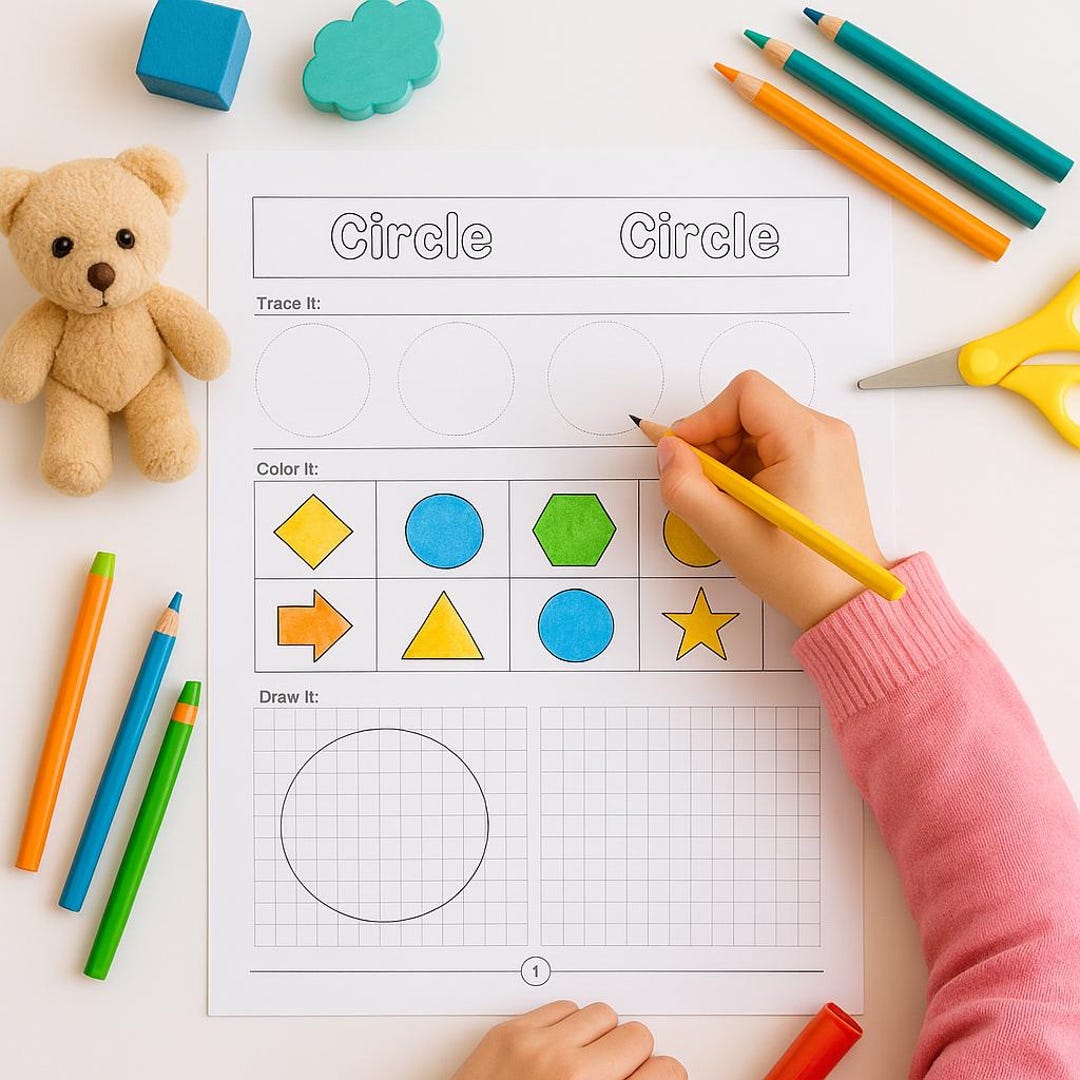 Kindergarten 3D Shapes Geometry Workbook Preschool Geometry Worksheets ...