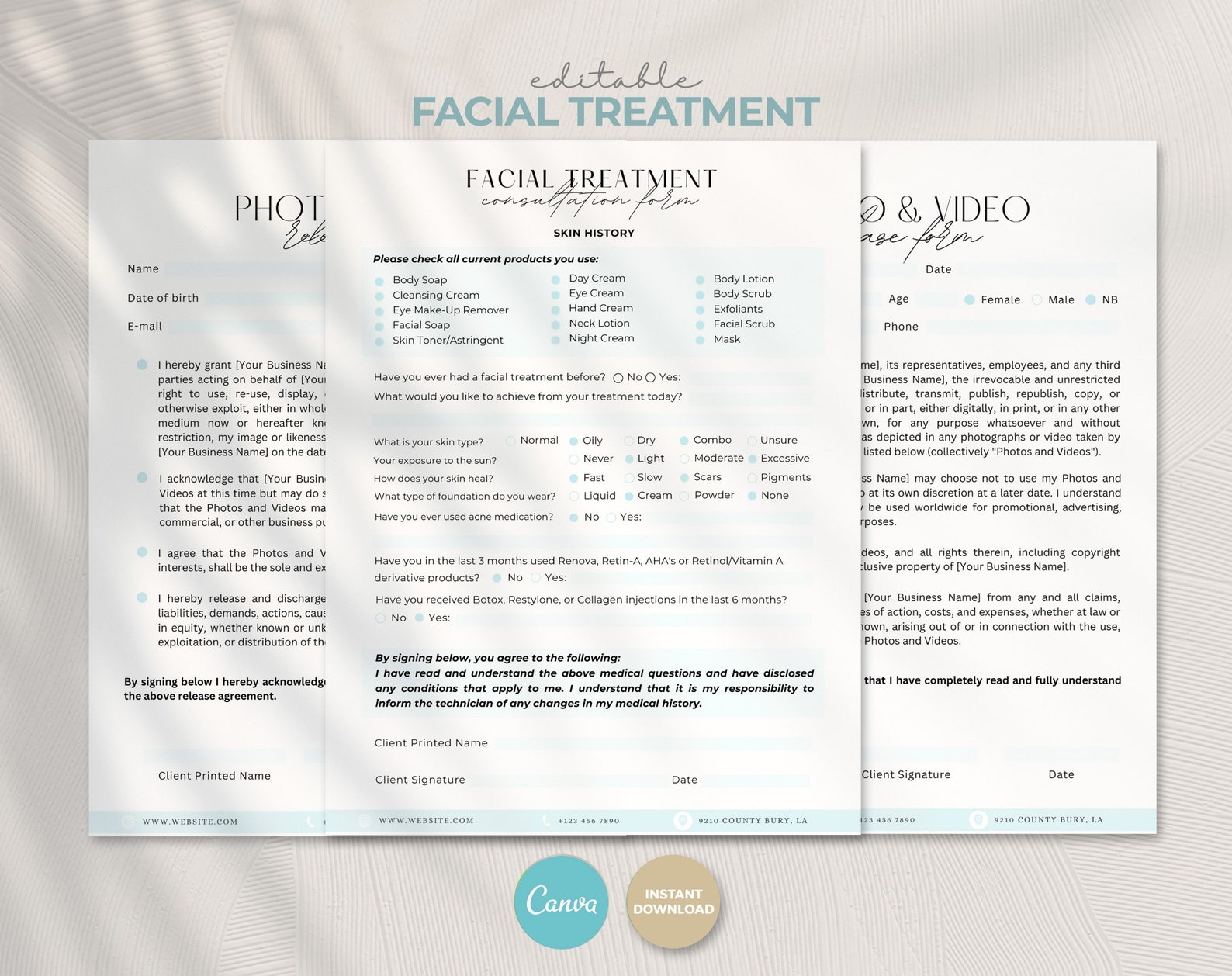 Facial Intake Form Template: Skincare Consultation (canva Editable, 8 ...