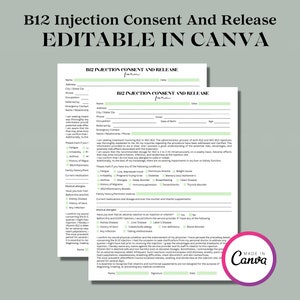B12 Consent Form for Vitamin B12 Injections, Client Forms, Professional ...