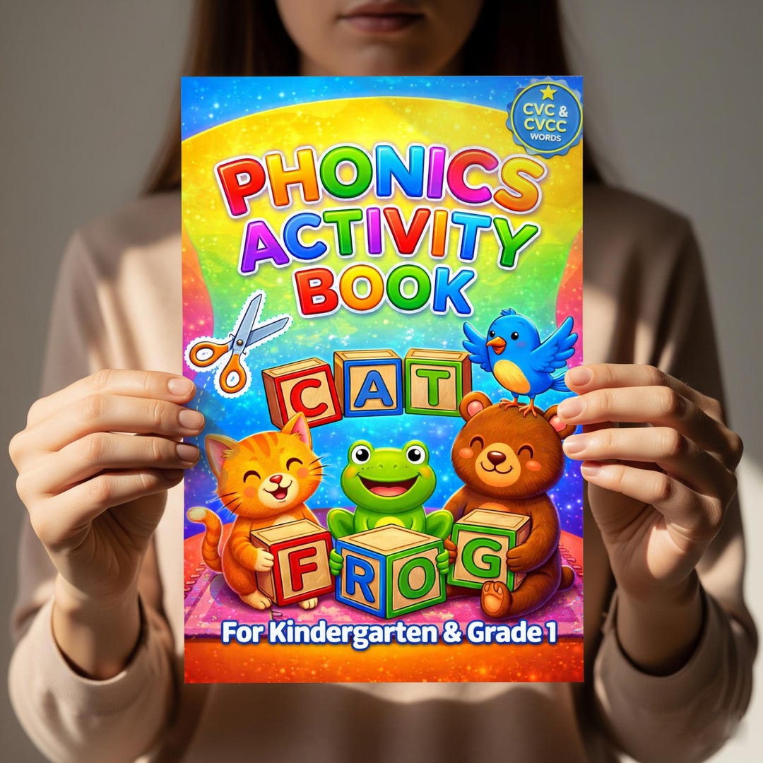 Phonics Activity Book Kindergarten CVC Words Worksheets | Decodable ...