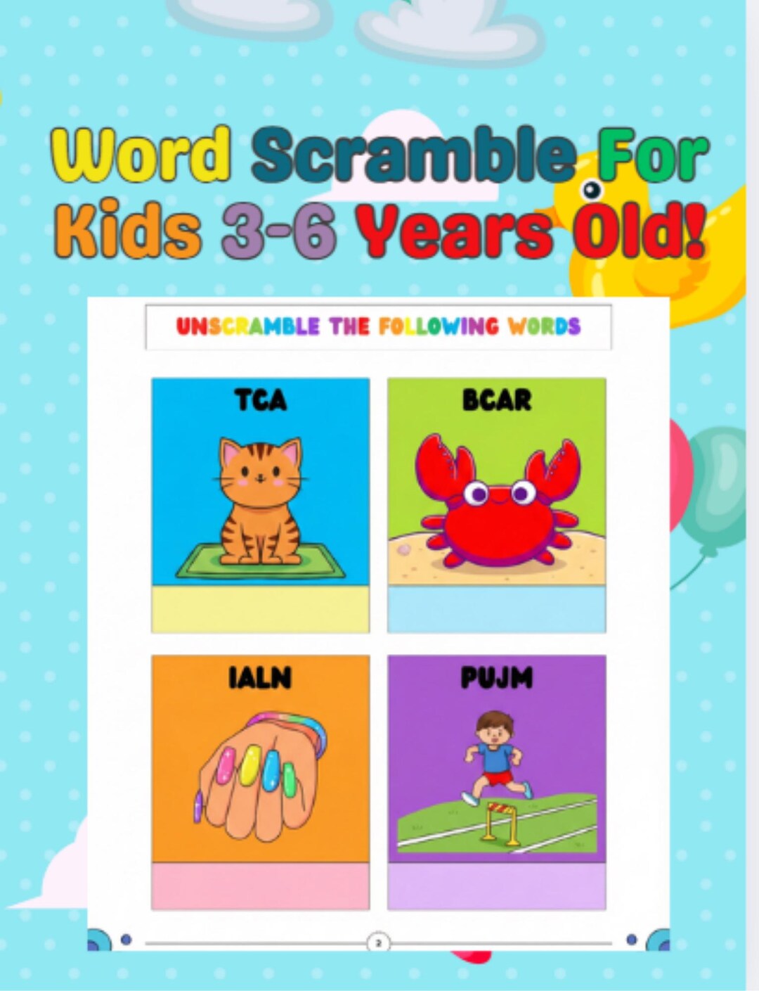 Word Scramble Coloring Page Color and Spell Worksheet Preschool ...
