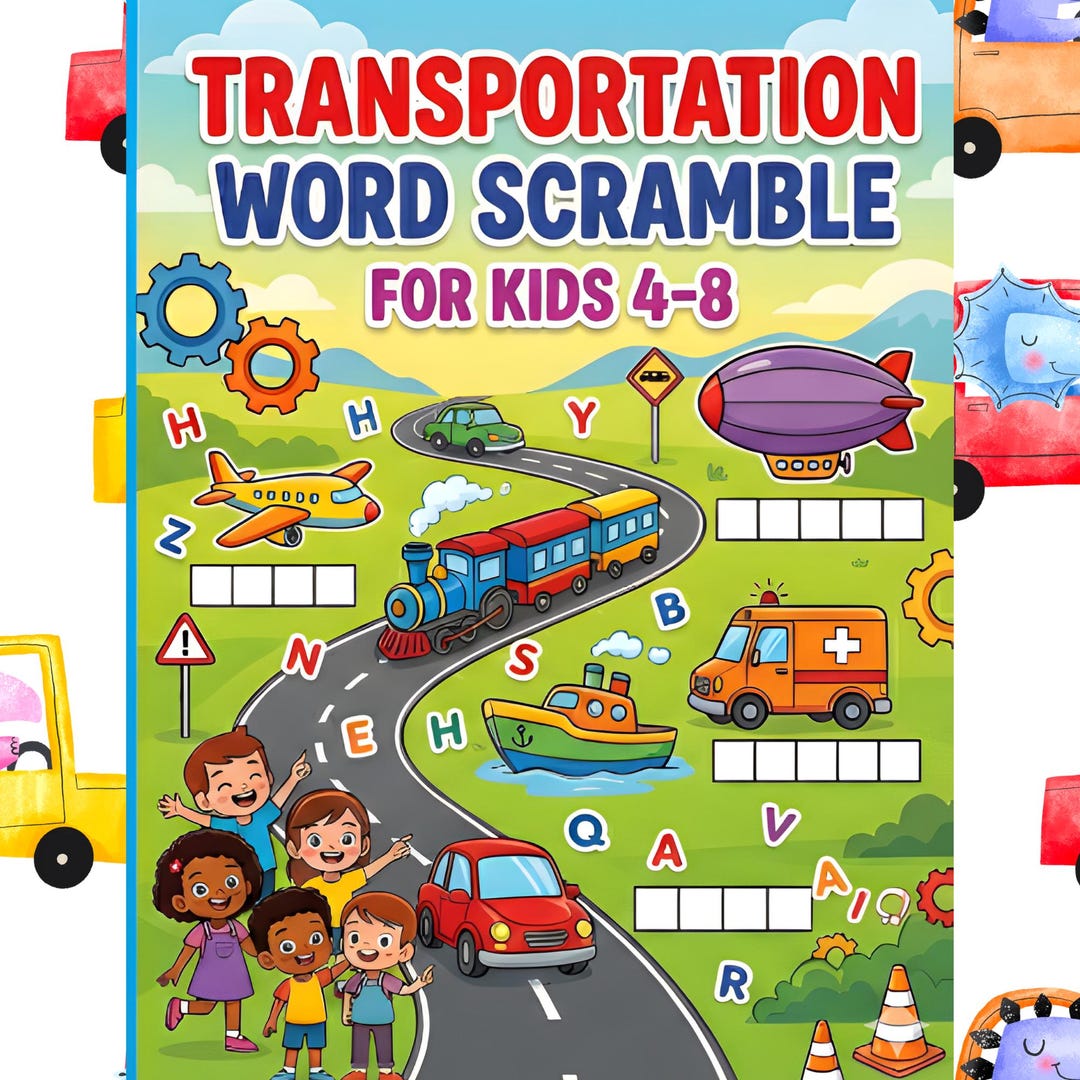 Transportation Word Scramble Printable Vehicle Spelling Game ...