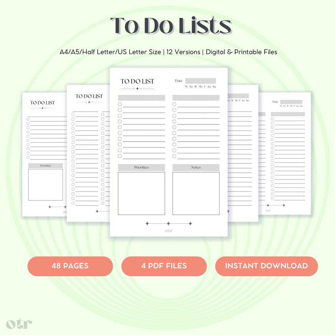 Daily to Do List Digital Task List Template for Productivity - Etsy