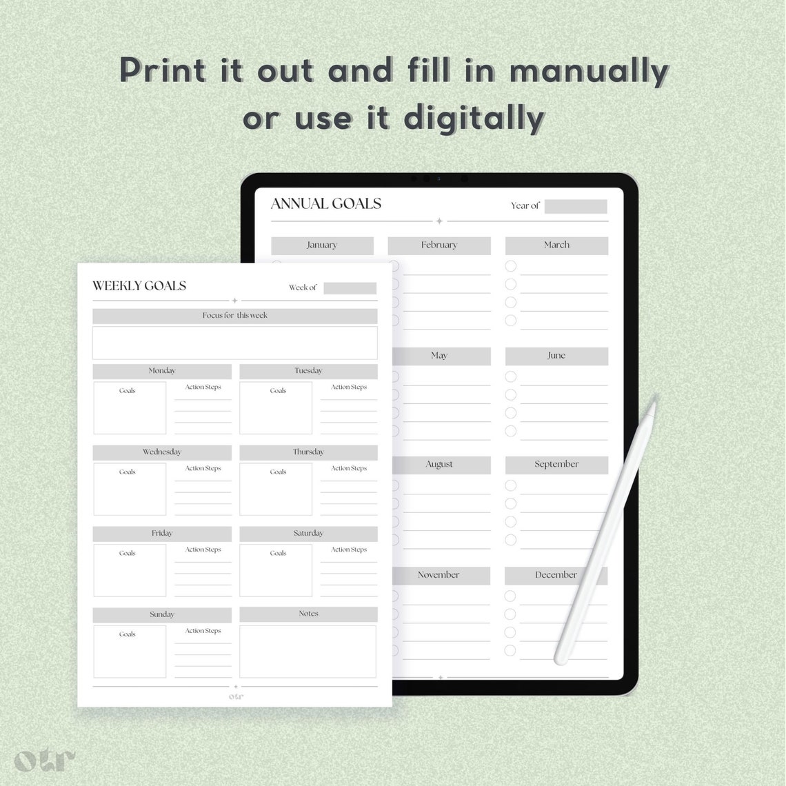 Goal Planner Printable Yearly Quarterly Monthly Weekly Goals - Etsy