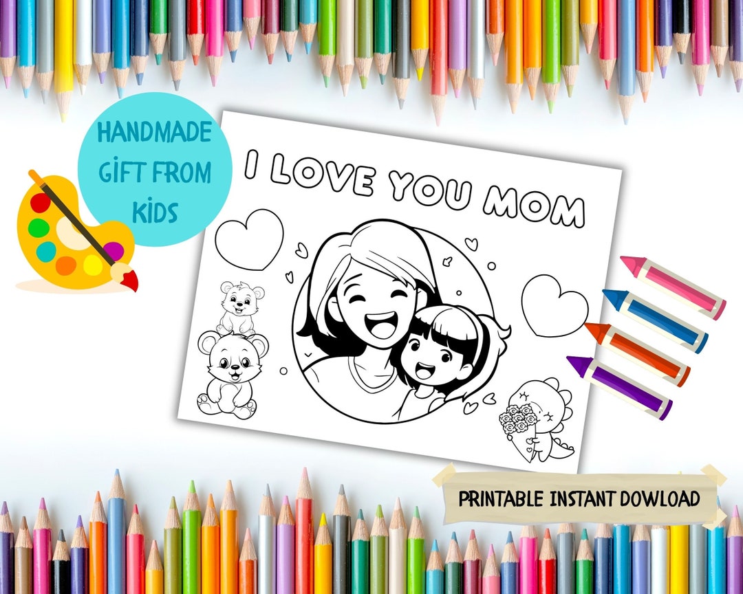 Printable Mom Coloring Page for Kids Mother's Day or - Etsy UK
