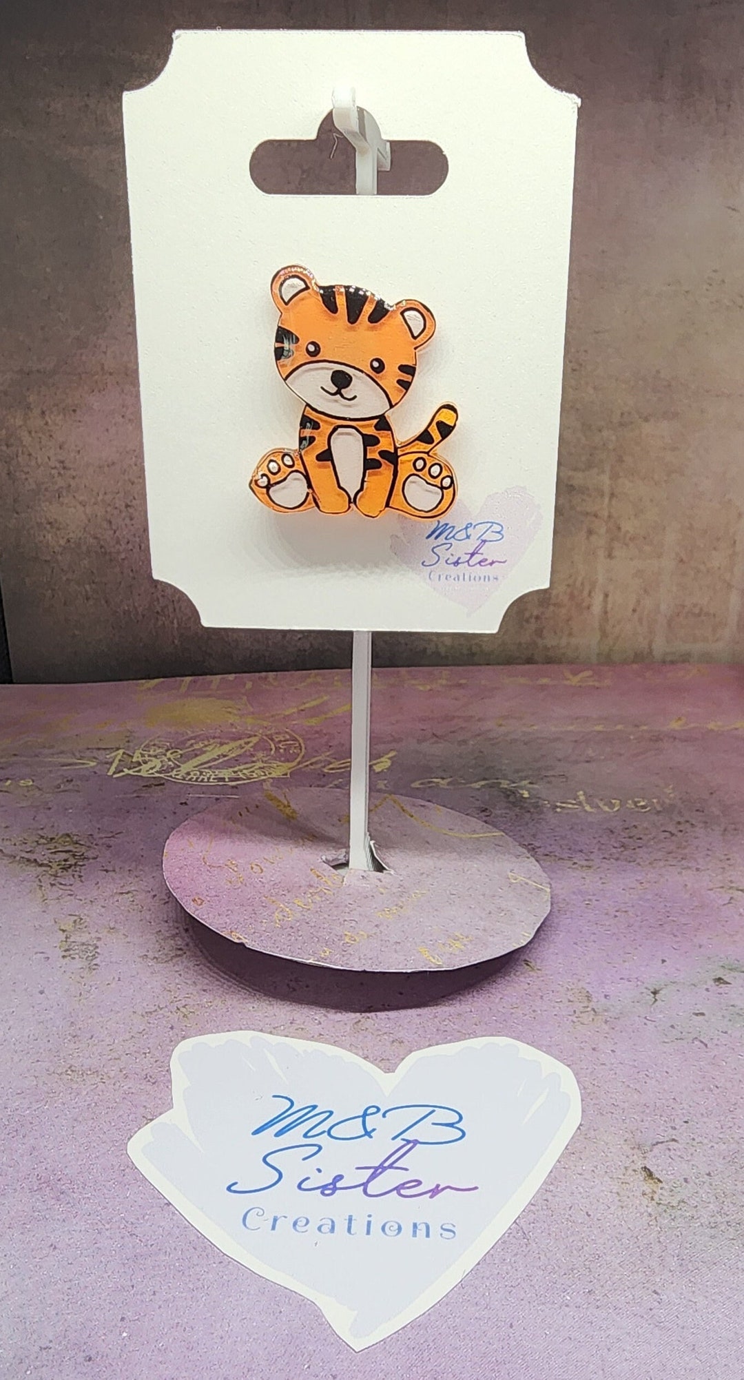Cartoon Tiger Sitting Pin - Cute Chibi Handmade Pin - Free Untracked ...