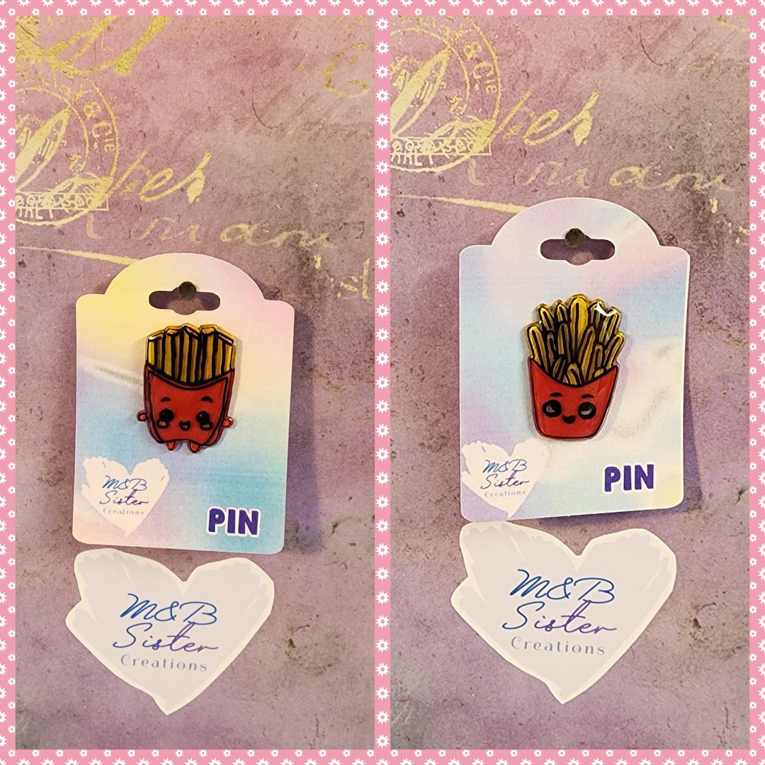 French Fry Themed Pins - Cute Chibi Handmade Pin - Free Untracked ...