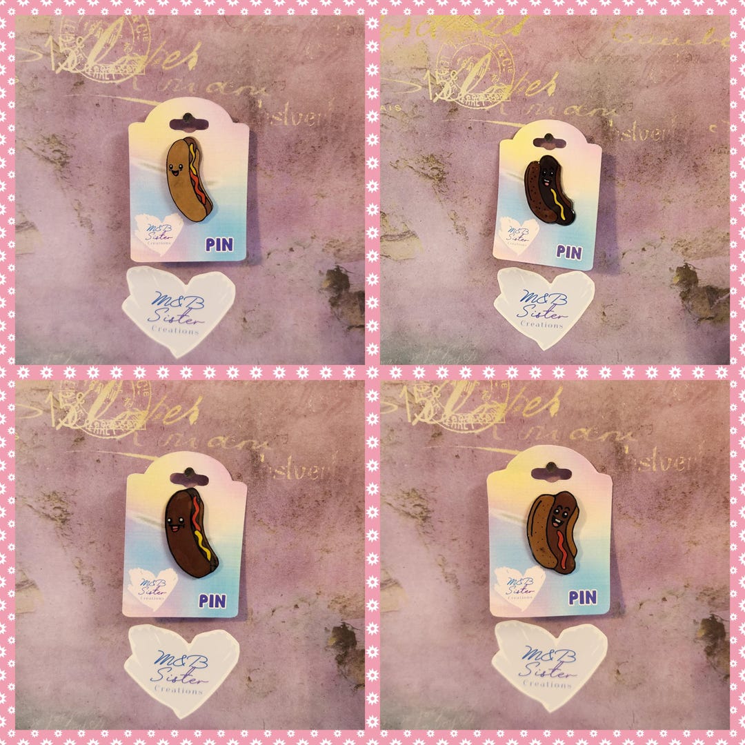 Hot Dog Pins - Cute Chibi Handmade Pin - Free Untracked Shipping to US ...