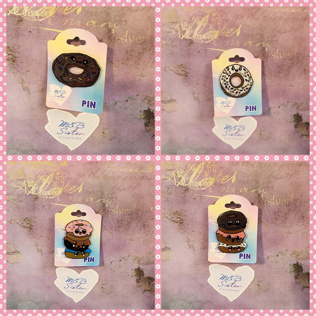 Donut Pins - Various Styles - Cute Chibi Handmade Pin - Free Untracked ...
