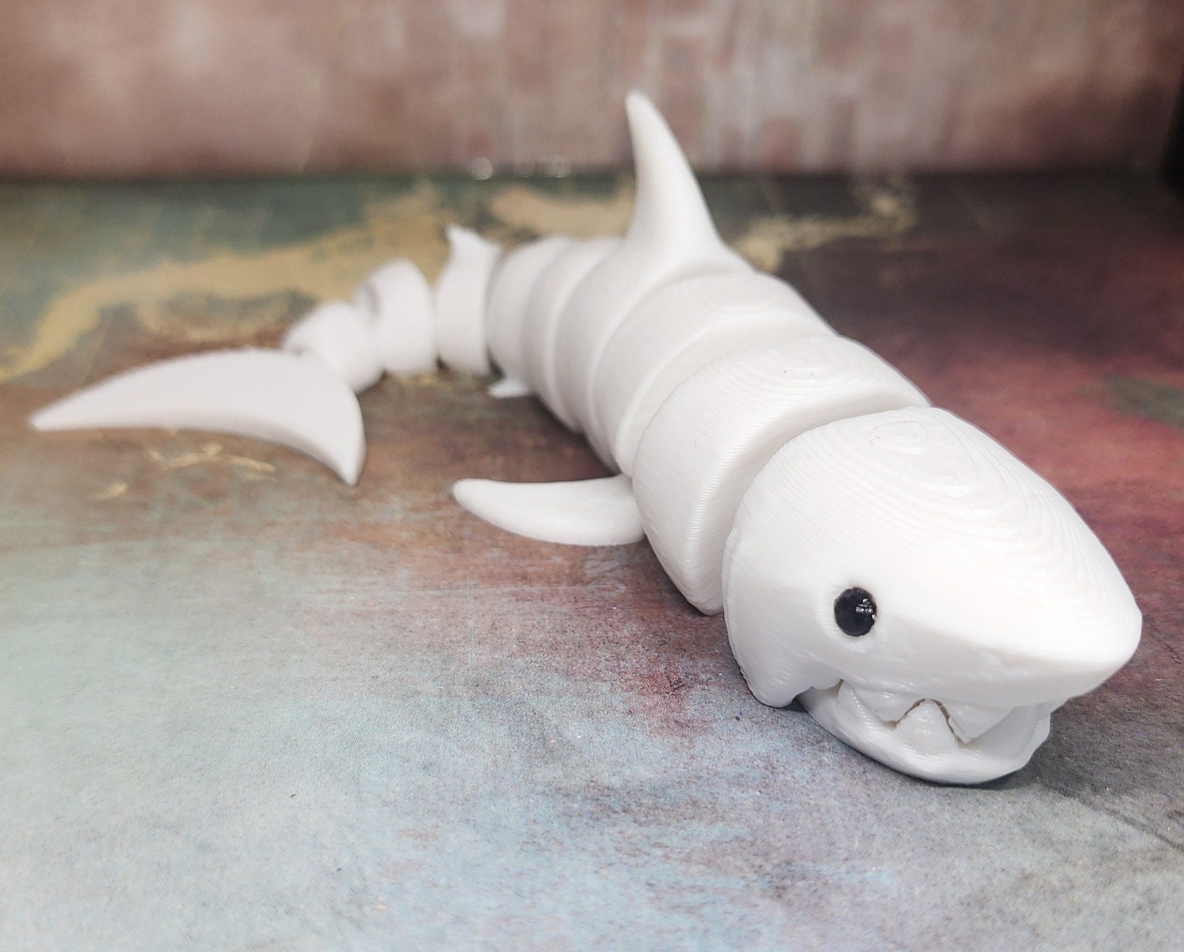 Great White Shark - Fidget Toy - Painted Flexi Articulated 3D Print ...