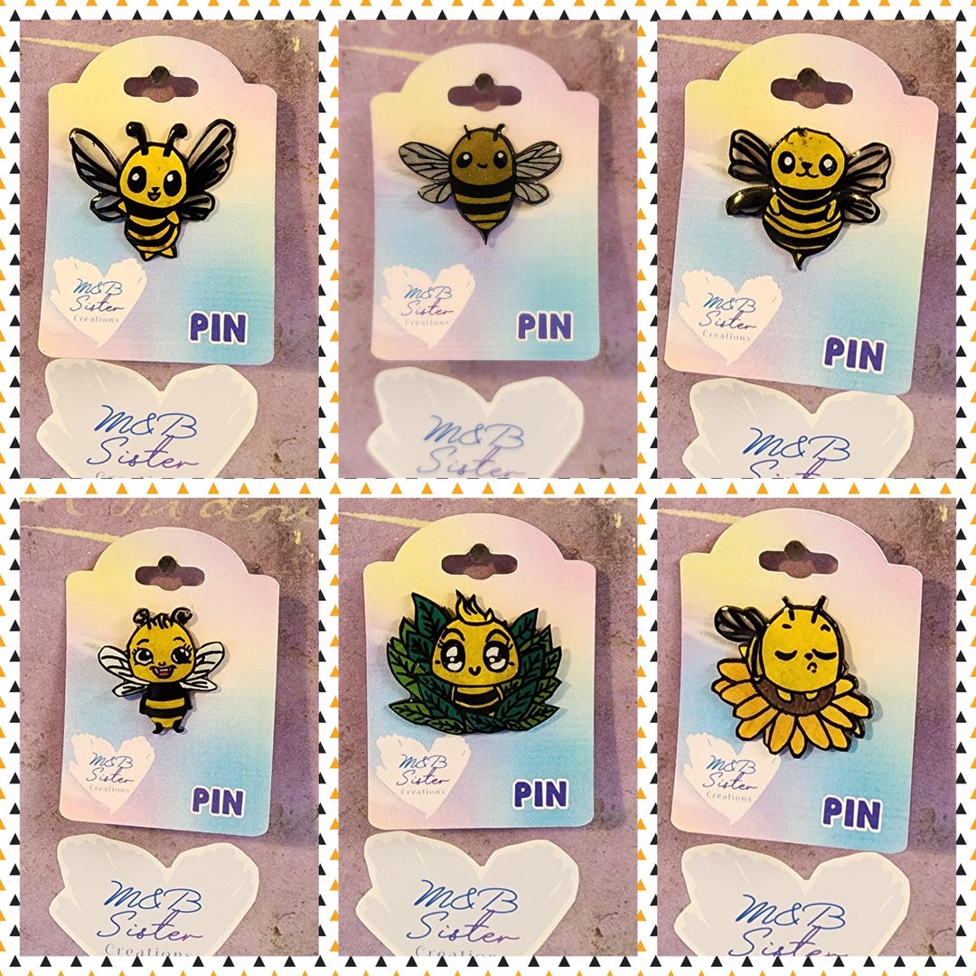 Bee Pins - Various Styles - Cute Chibi Handmade Pin - Free Untracked ...