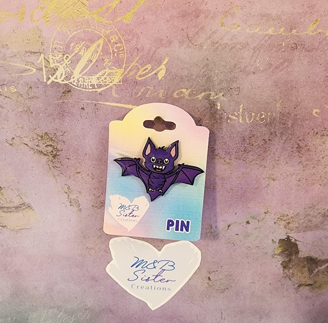 Purple Bat Pin - Cute Chibi Handmade Pin - Free Untracked Shipping to ...