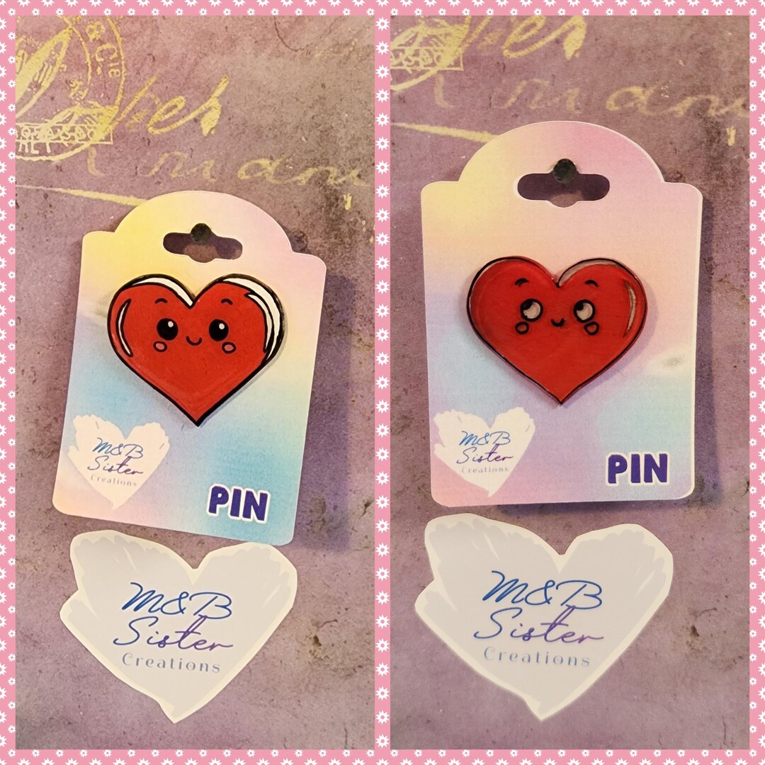 Happy Heart Pins - Cute Chibi Handmade Pin - Free Untracked Shipping to ...