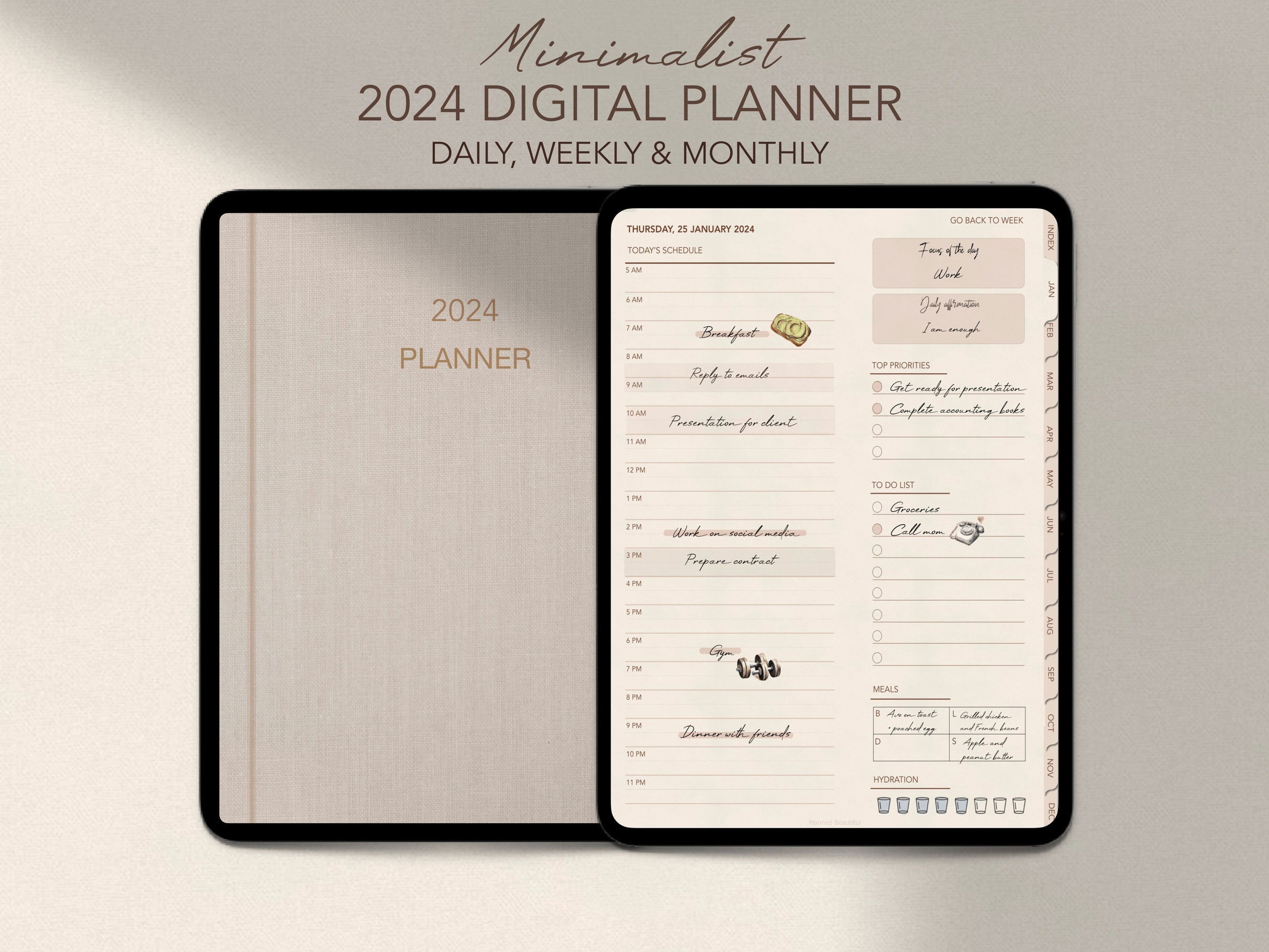 2024 Minimalist Digital Planner for iPad Goodnotes Planner - Etsy