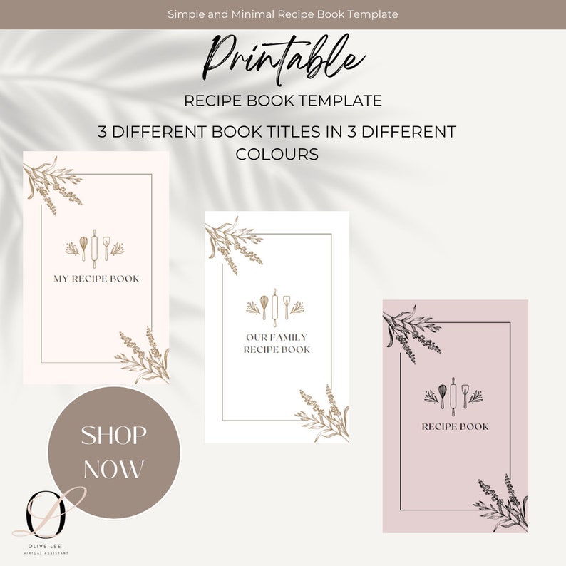 Recipe Book Template | Printable | 3 Colors - Etsy