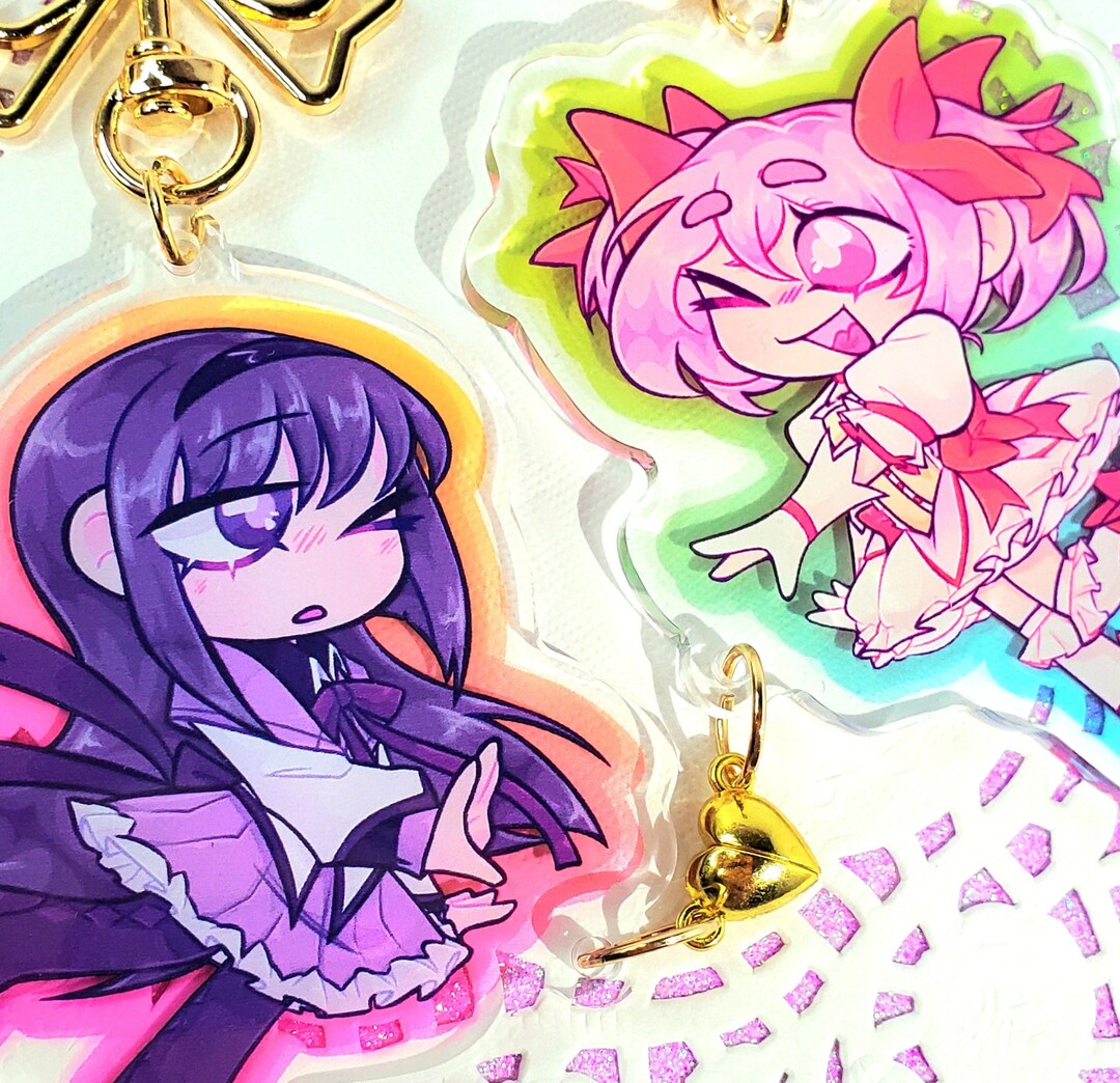 Puella Magi Madoka Magica | Madoka & Homura Matching "3 Acrylic Keychains - Etsy